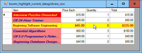 C Helper Highlight The DataGridView Row That Is Under The Mouse In C 